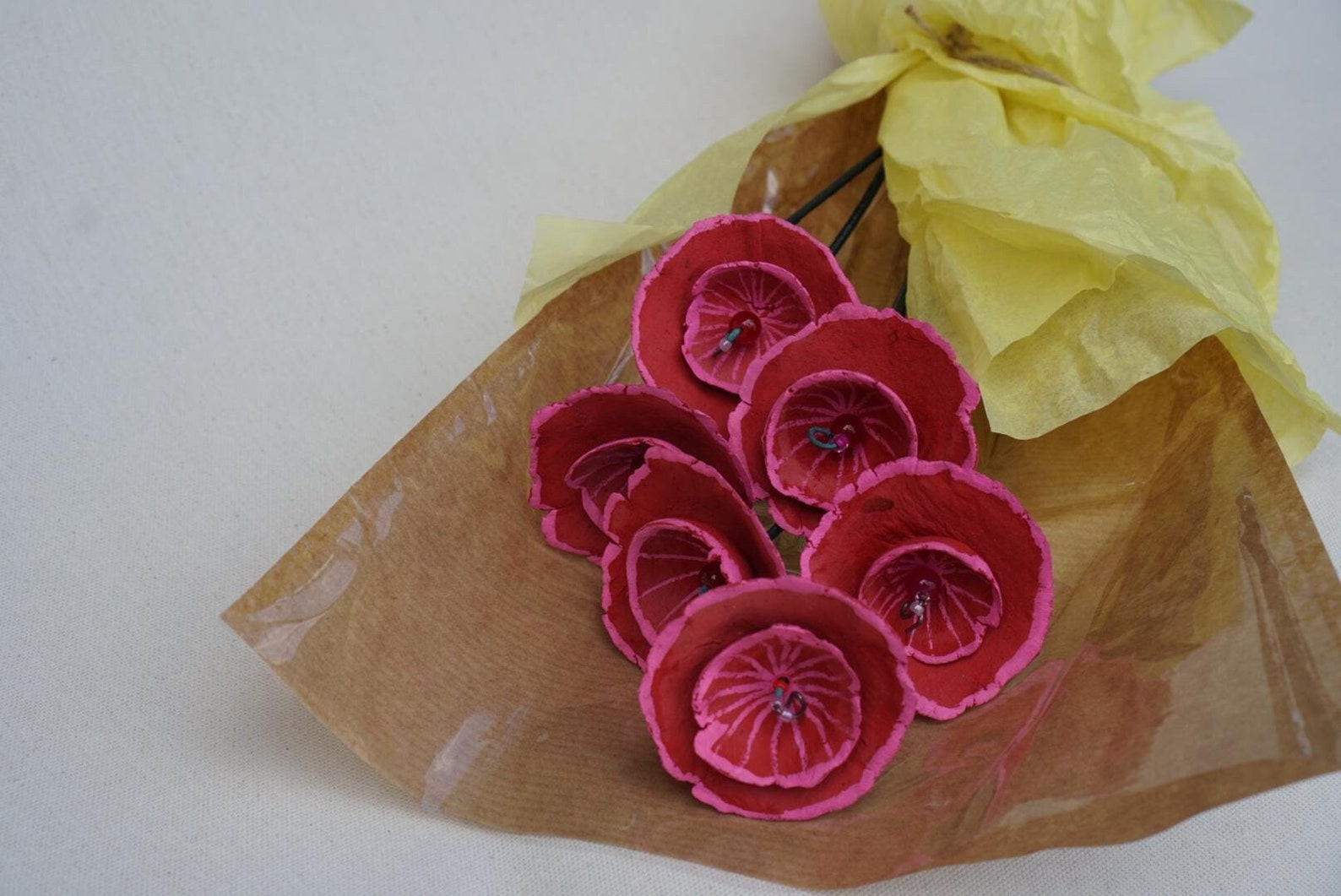 Two Toned Pink - Handmade Recycled Paper Clay / Mache / Pulp Flowers - Etsy