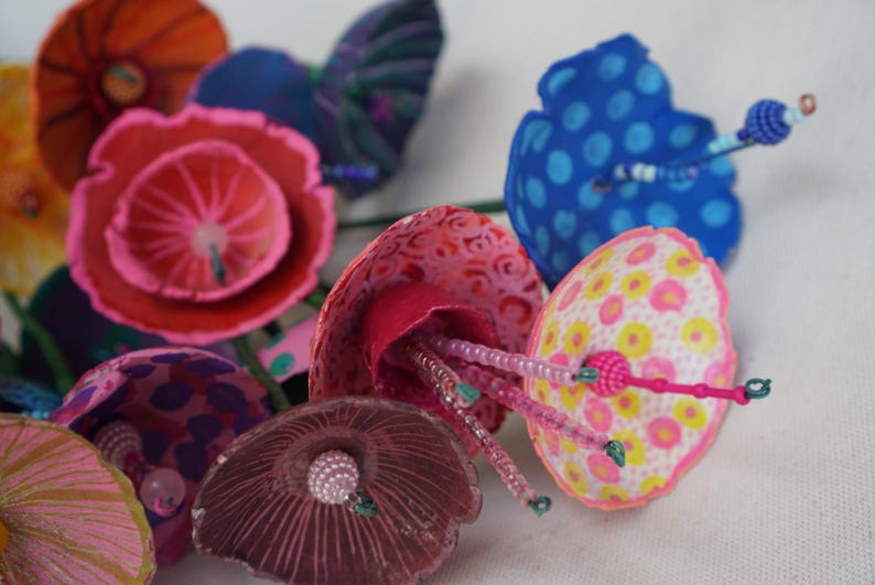 Weird and Wonderful Handmade Recycled Paper Mache / Pulp Flowers - Etsy