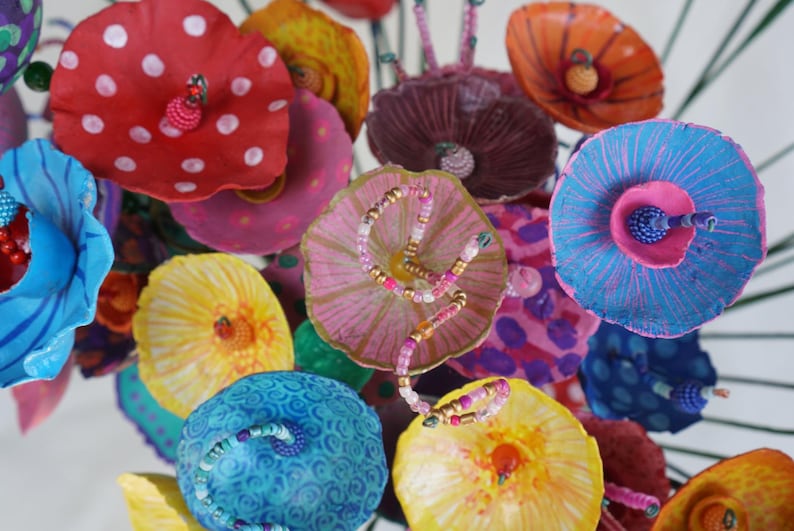 Weird and Wonderful Handmade Recycled Paper Mache / Pulp Flowers - Etsy
