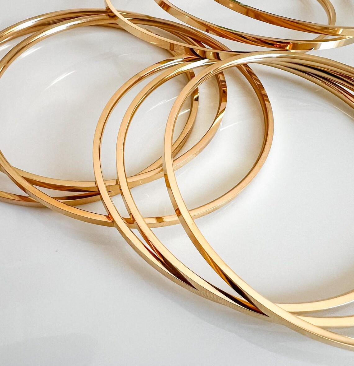 Set of Three Hammered Gold Bangles, Thin Gold Filled Bangle Set of 3 ...