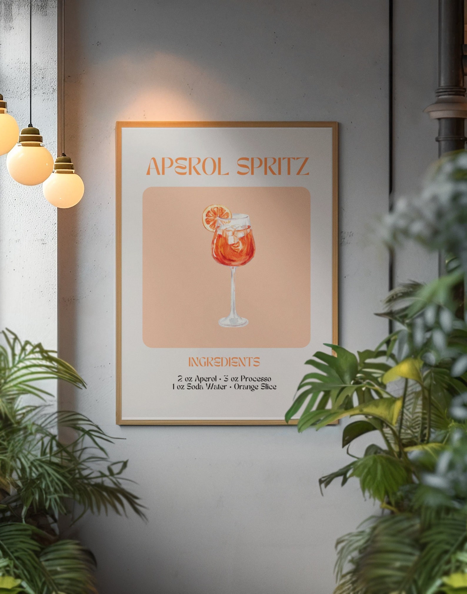 Aperol Spritz Cocktail Poster | Printable Wall Art | Signature Drink ...