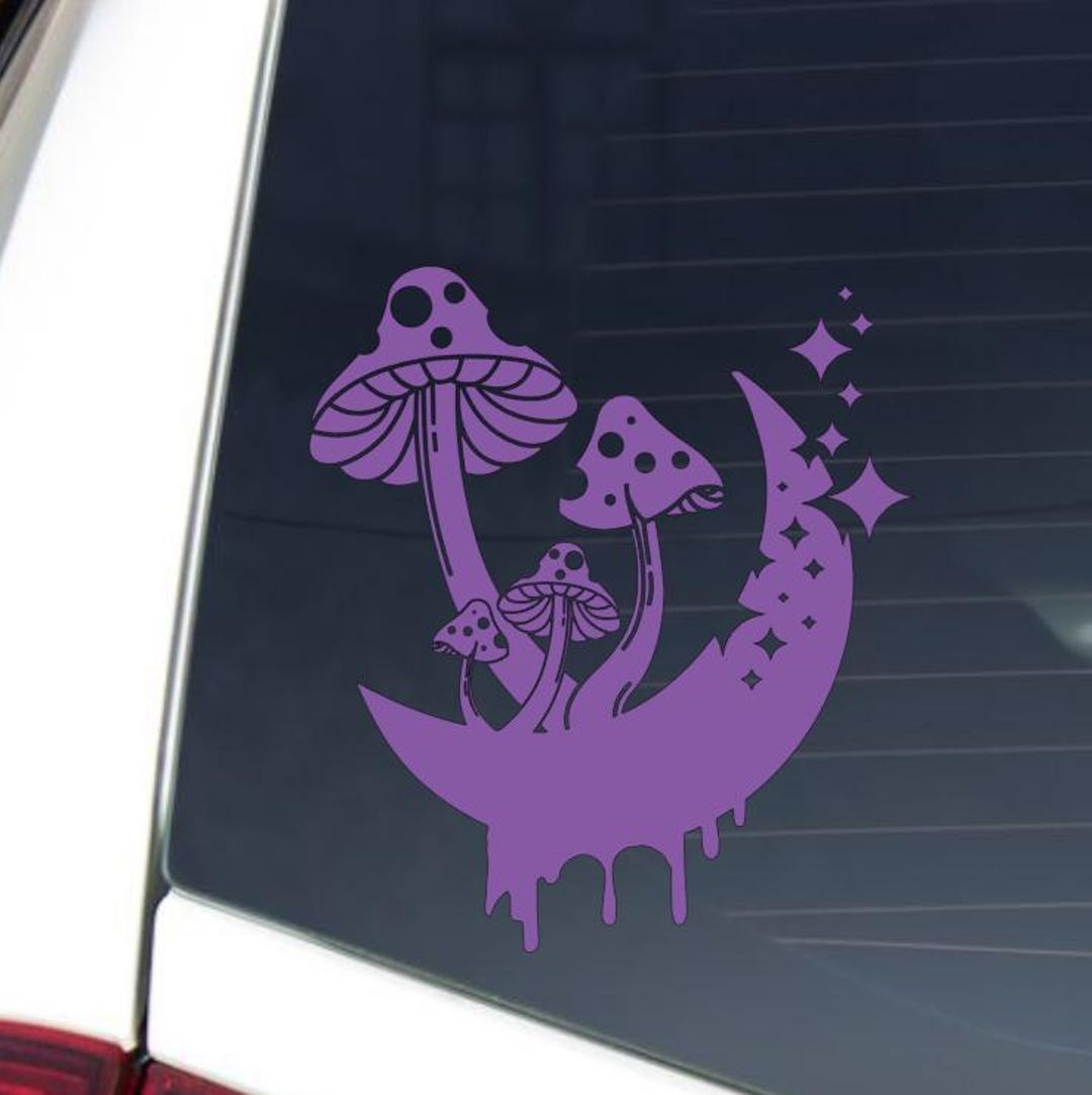 Mushroom Moon and Stars Decal Logo Sticker Vinyl. Witchy Pagan Stoner ...