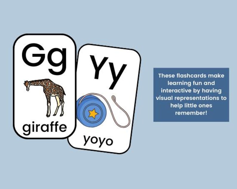 ABC Flash Cards for Kids Printable Alphabet Flashcards Toddler Gift ...