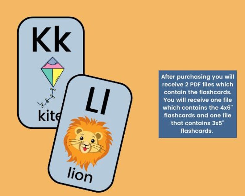 ABC Flash Cards for Kids Printable Alphabet Flashcards Toddler Gift ...