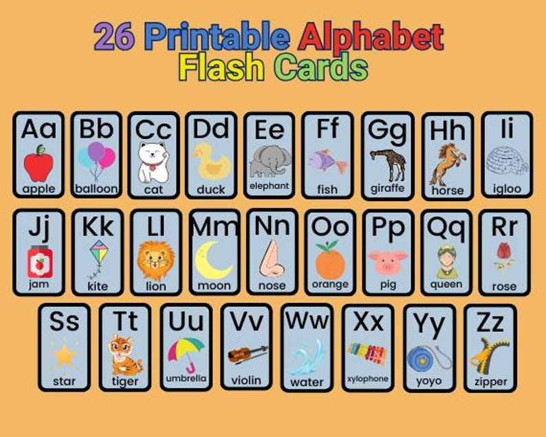 ABC Flash Cards for Kids | Printable Alphabet Flashcards | Toddler Gift ...