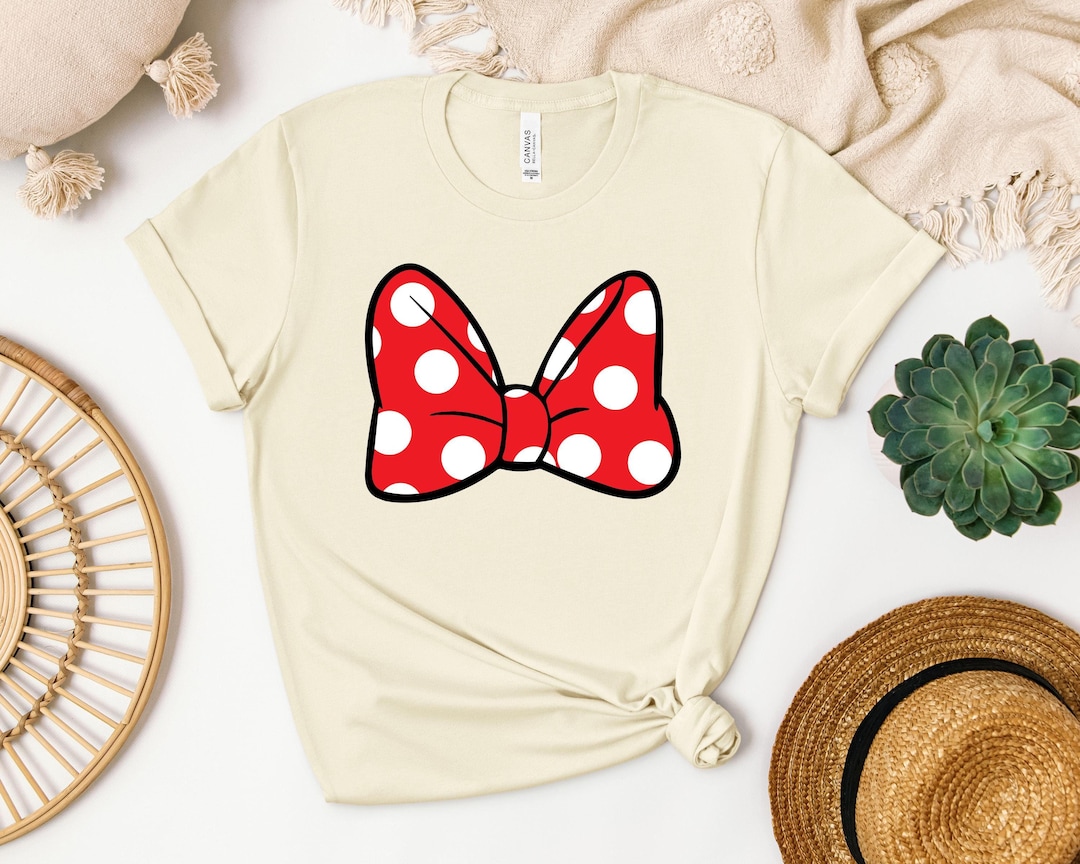 Cute Disney Mickey & Friends Minnie Mouse Big Bow Matching Shirt, Adult ...