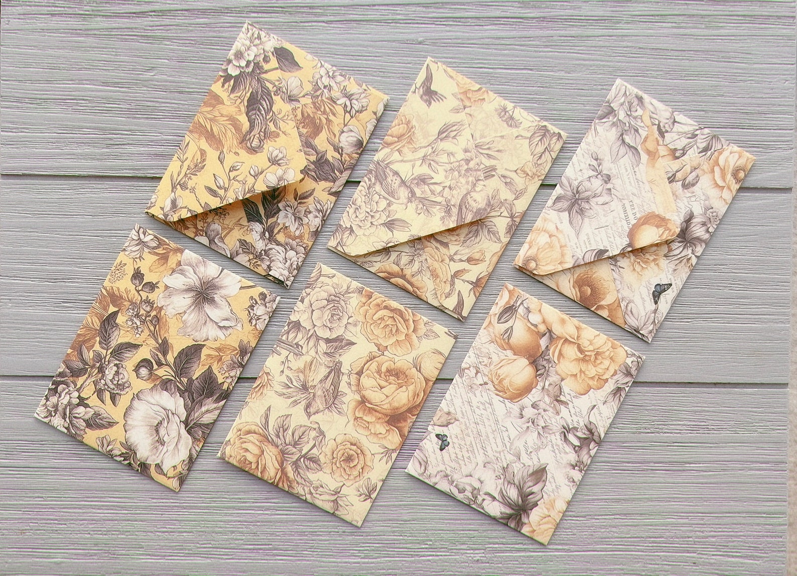 Set of 12 Assorted Pattern Mini Envelope / 8cm X 10.7cm / Vintage ...