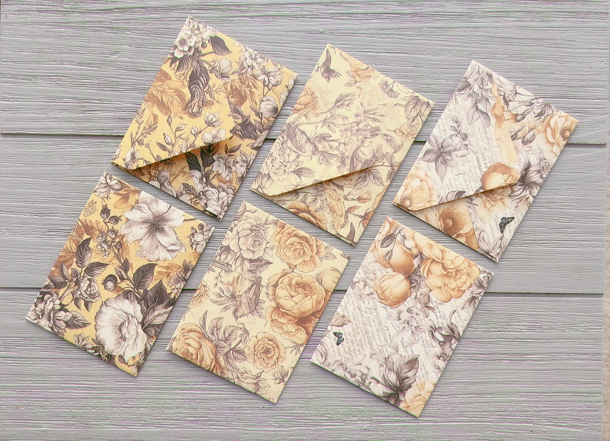 Set of 12 Assorted Pattern Mini Envelope / 8cm X 10.7cm / Vintage ...
