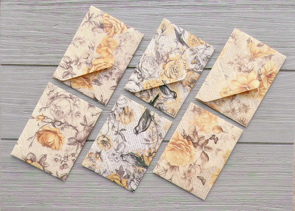 Set of 12 Assorted Pattern Mini Envelope / 8cm X 10.7cm / Vintage ...