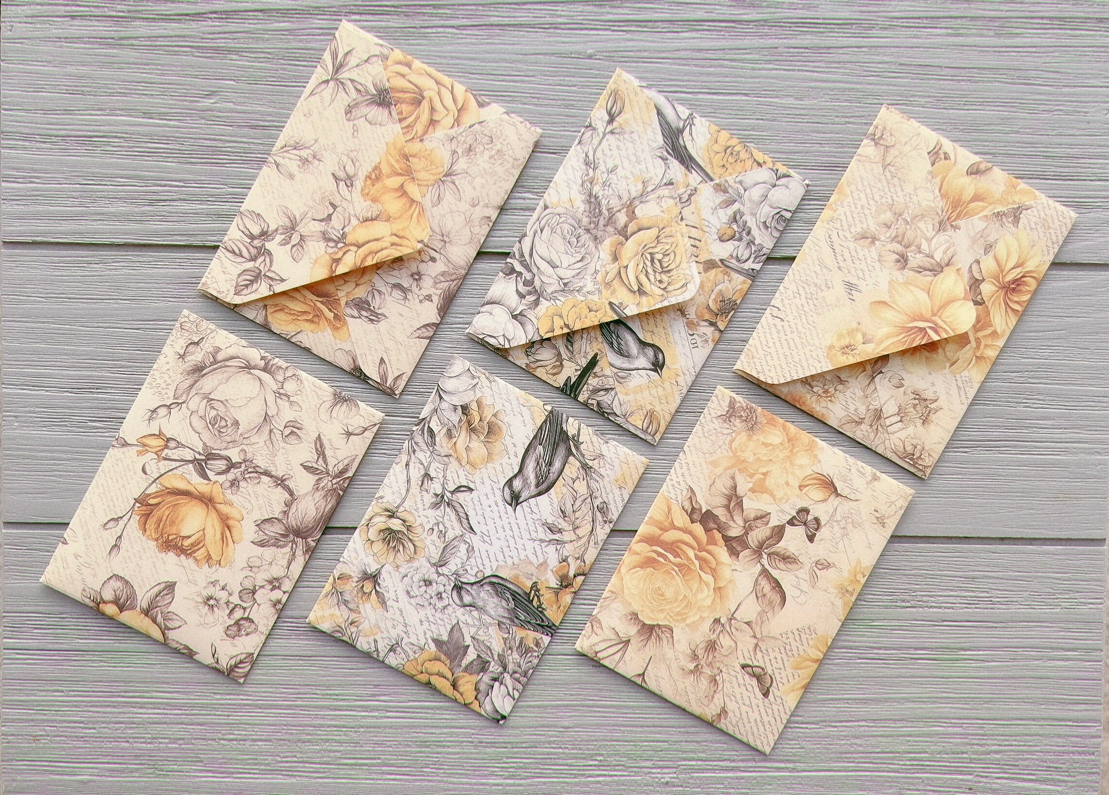 Set of 12 Assorted Pattern Mini Envelope / 8cm X 10.7cm / Vintage ...