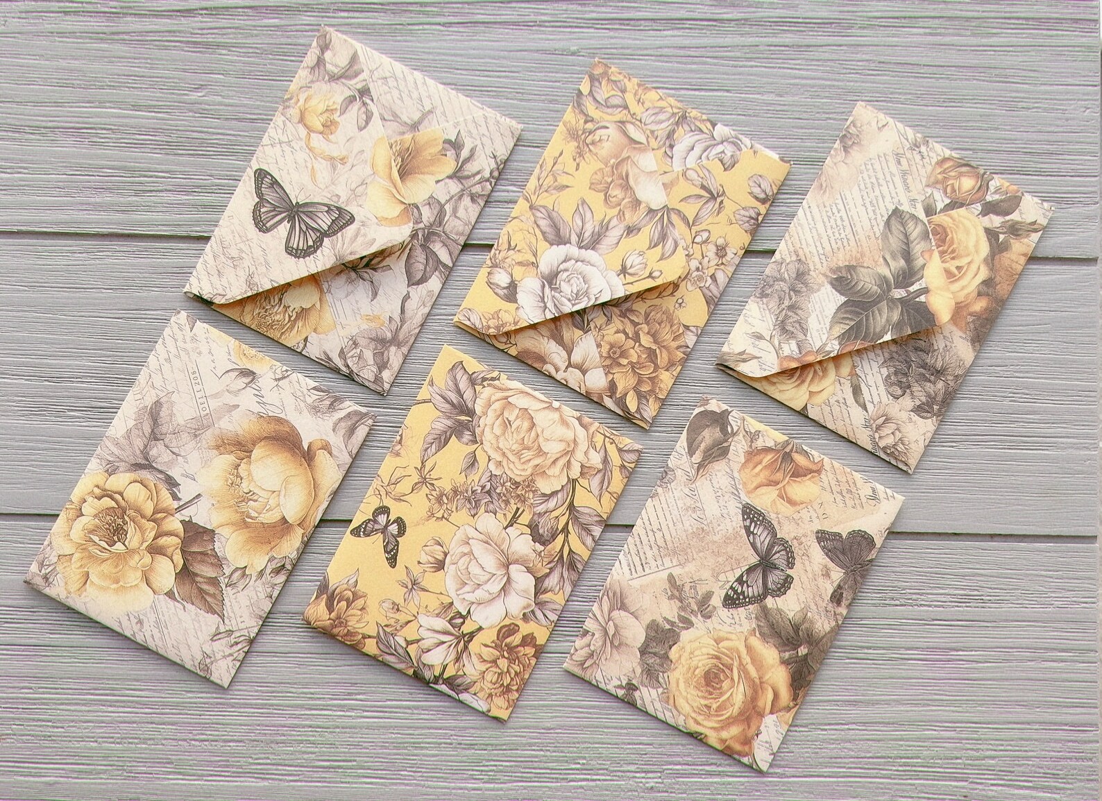 Set of 12 Assorted Pattern Mini Envelope / 8cm X 10.7cm / Vintage ...