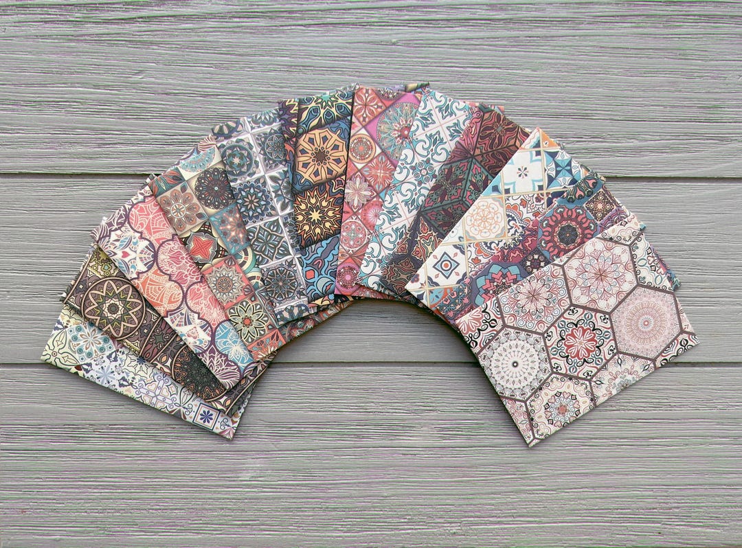 Set of 12 Assorted Pattern Mini Envelope / 8cm X 10.7cm / Vintage ...