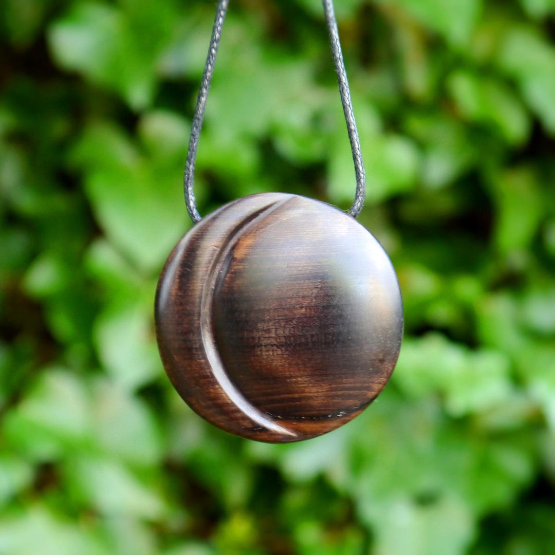 Pagan Moon Pendant 4000-year-old Bog Yew Wood Lunar Necklace Gift for ...