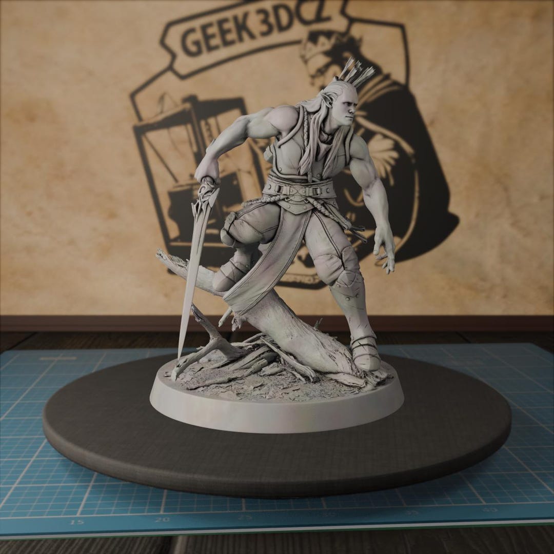 Moon Elf Sentinel Sliding Swordsman Mini by Rescale Miniatures | Warden ...