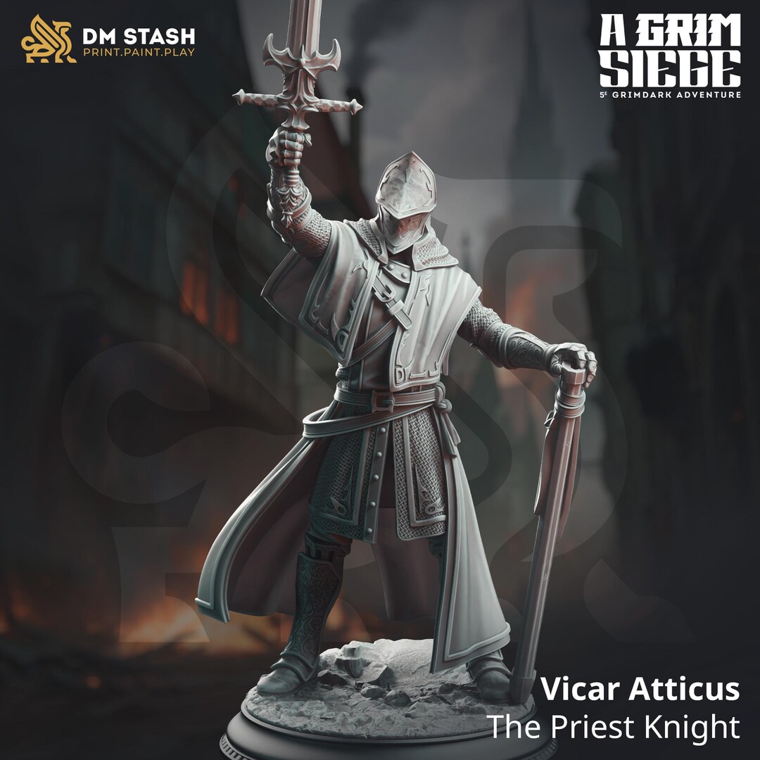 The Priest Knight, Cleric Fighter Mini Dungeons and Dragons Miniature ...
