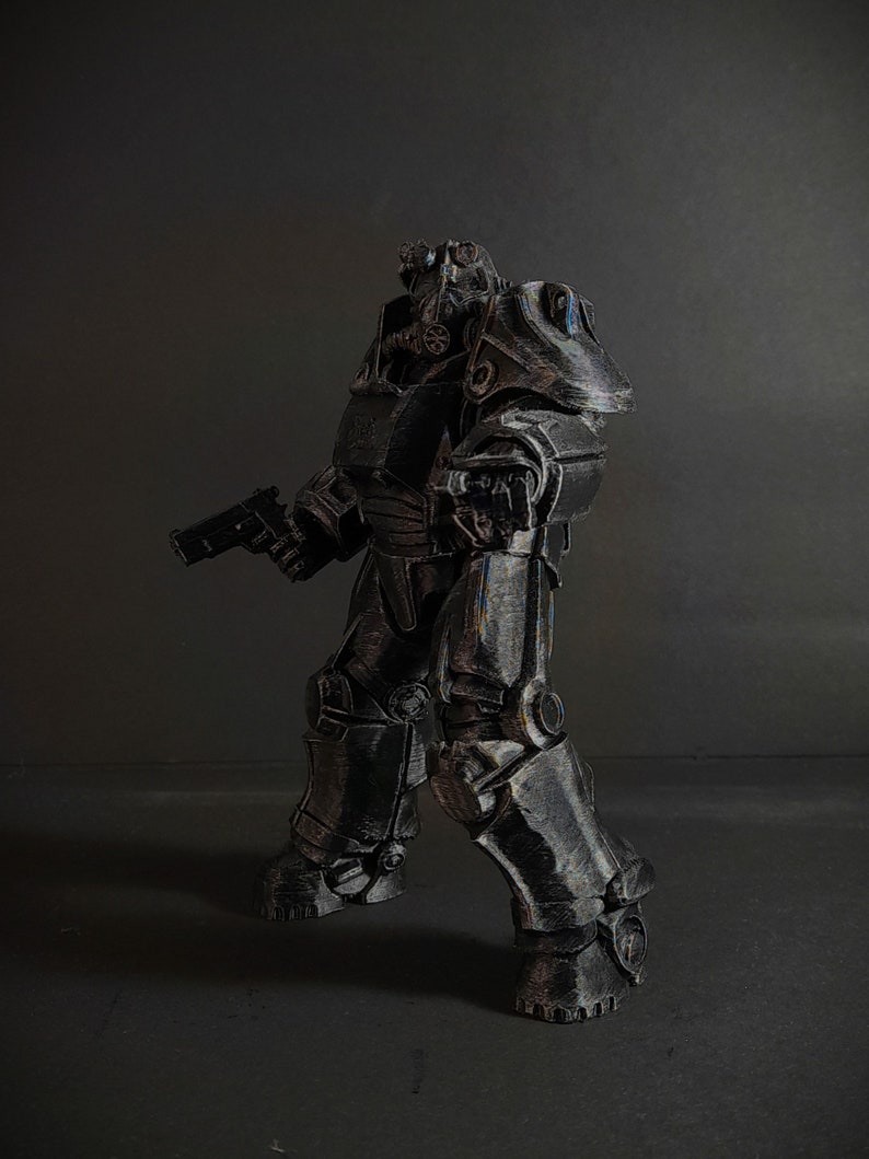 Fallout Power Armor T45 3D Printed Figurine Silver Painted Fan Art - Etsy