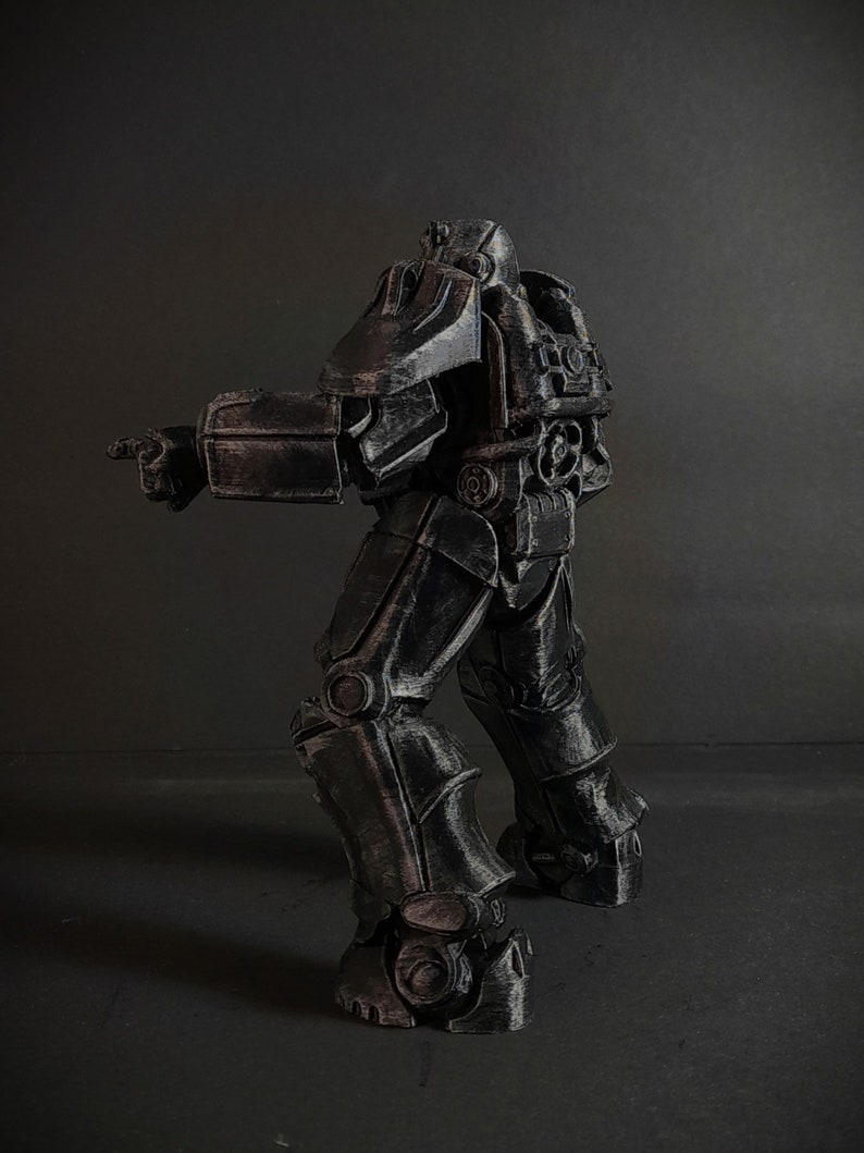 Fallout Power Armor T45 3D Printed Figurine Silver Painted Fan Art - Etsy