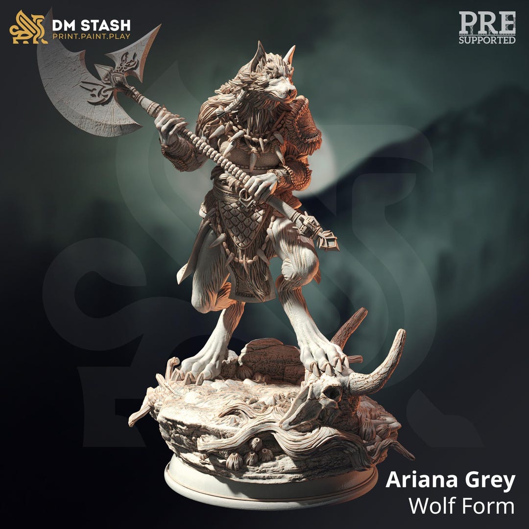Werewolf Miniature, Ariana Grey the Wolf Queen by DM Stash, 28 32 38 75 ...
