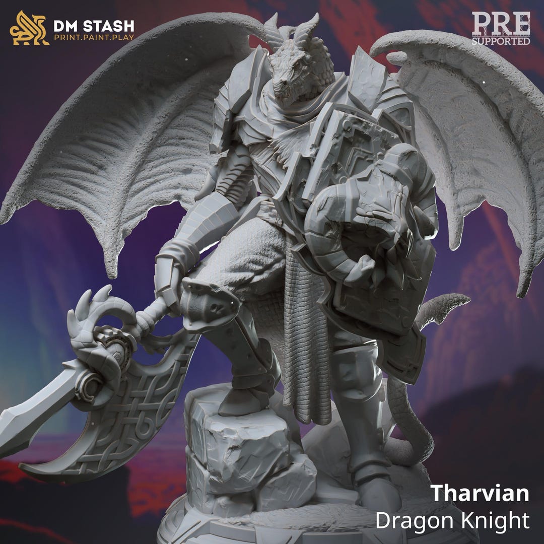 Beastfolk Dragonborn Paladin Dragon Knight Mini Dungeons and Dragons ...