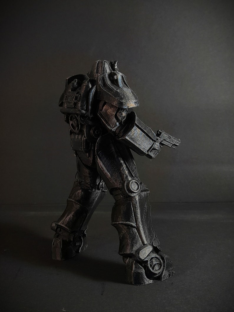 Fallout Power Armor T45 3D Printed Figurine Silver Painted Fan Art - Etsy