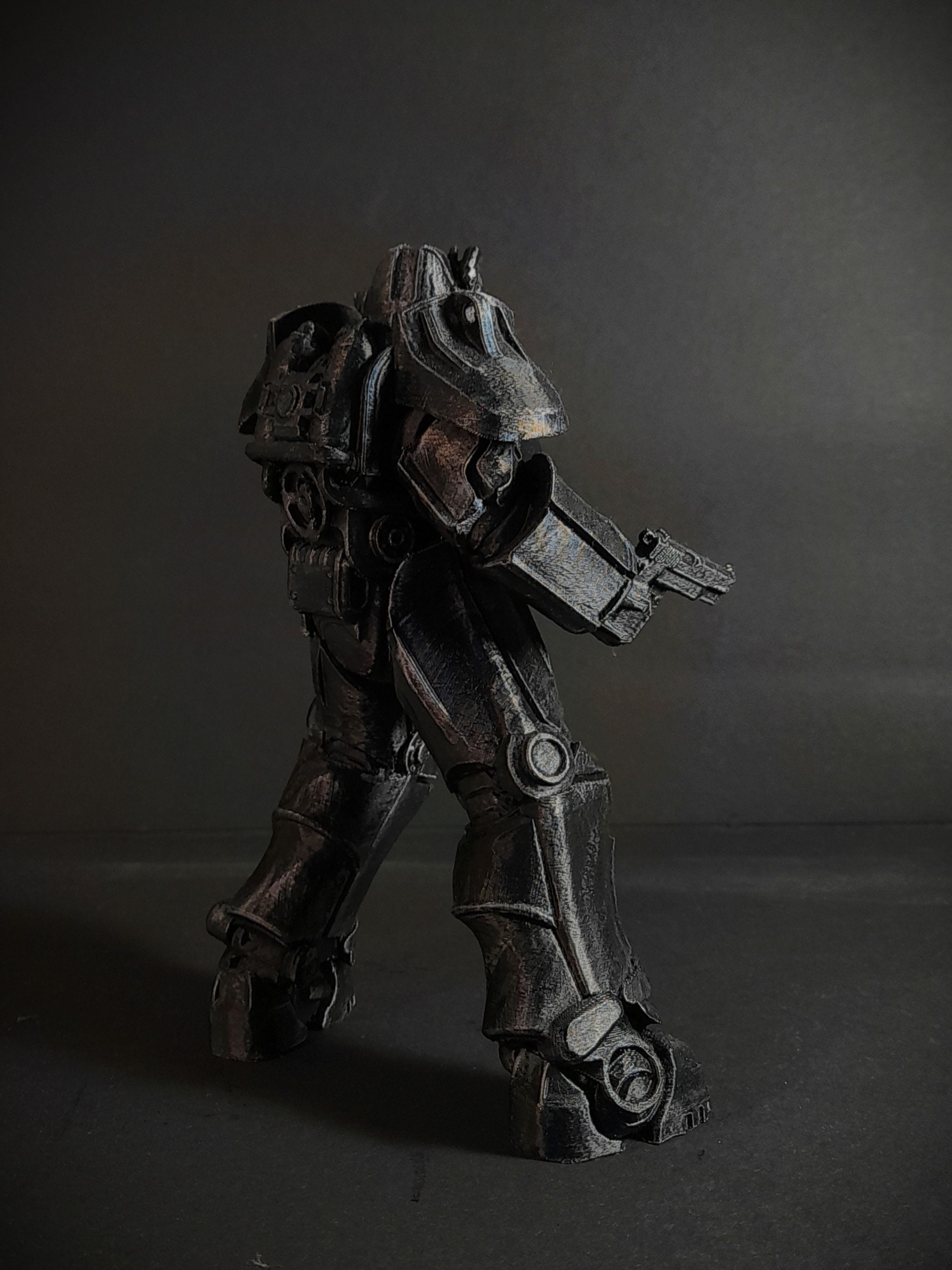 Fallout Power Armor T45 3D Printed Figurine Silver Painted Fan Art - Etsy
