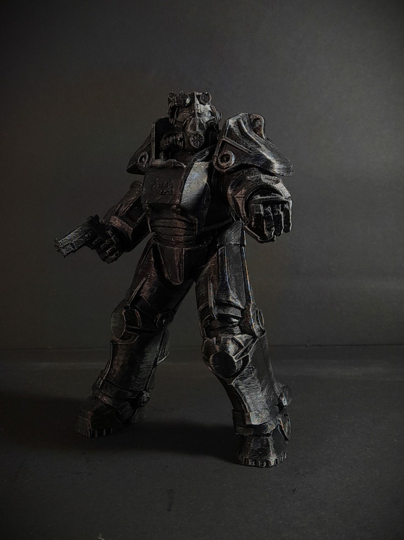 Fallout Power Armor T45 3D Printed Figurine Silver Painted Fan Art - Etsy