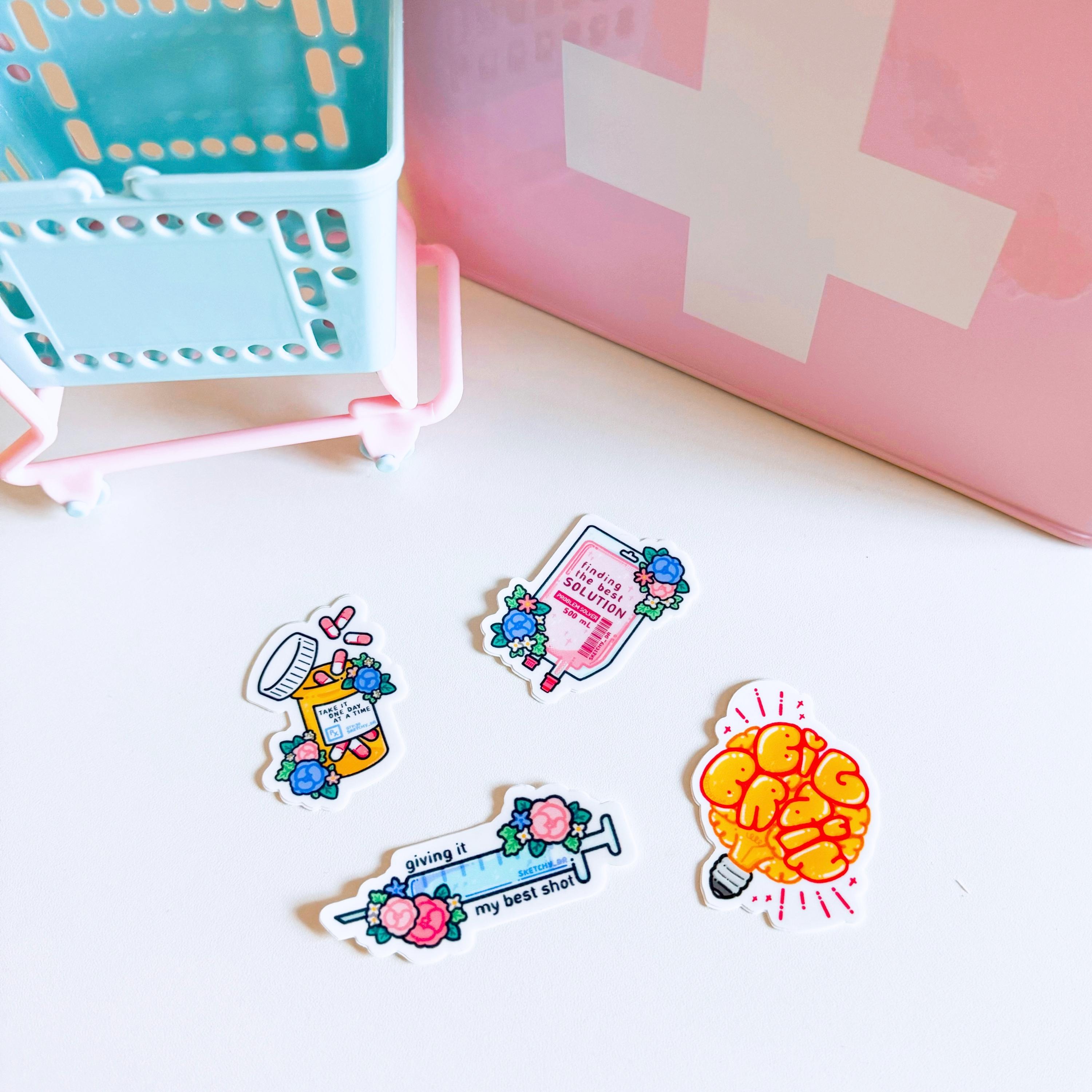 Flowery IV Bag - Vinyl Sticker - Etsy