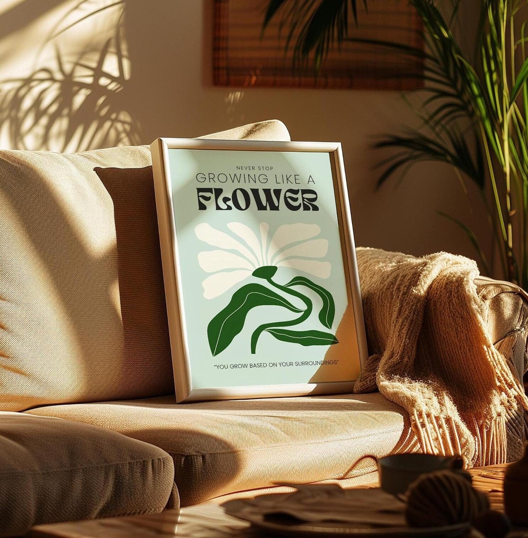 White & Green Flower Poster | BOHO Flower Print | Botanical Wall Art ...