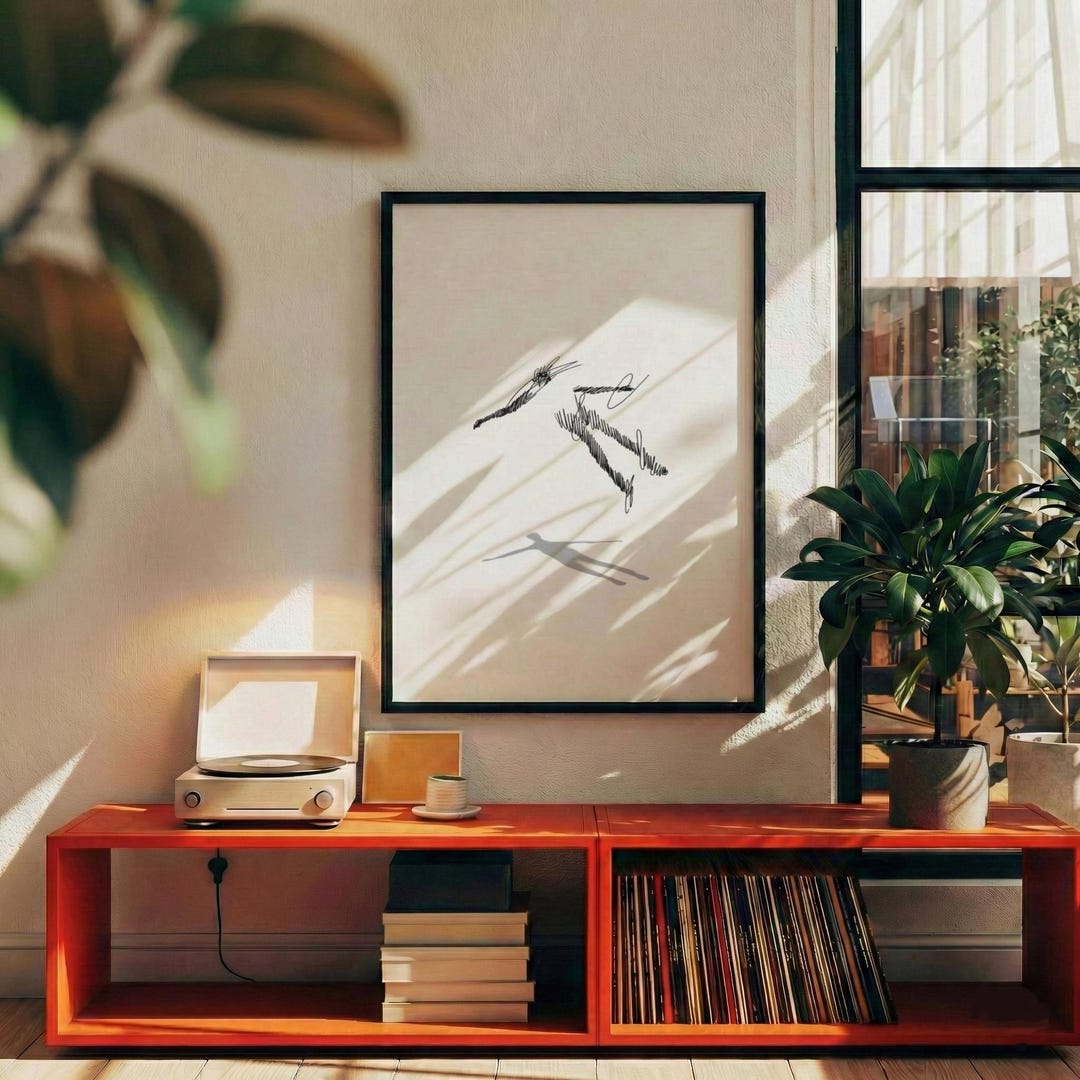 Floating Person Scribble Print | Minimalistic Art Poster | Levitating ...