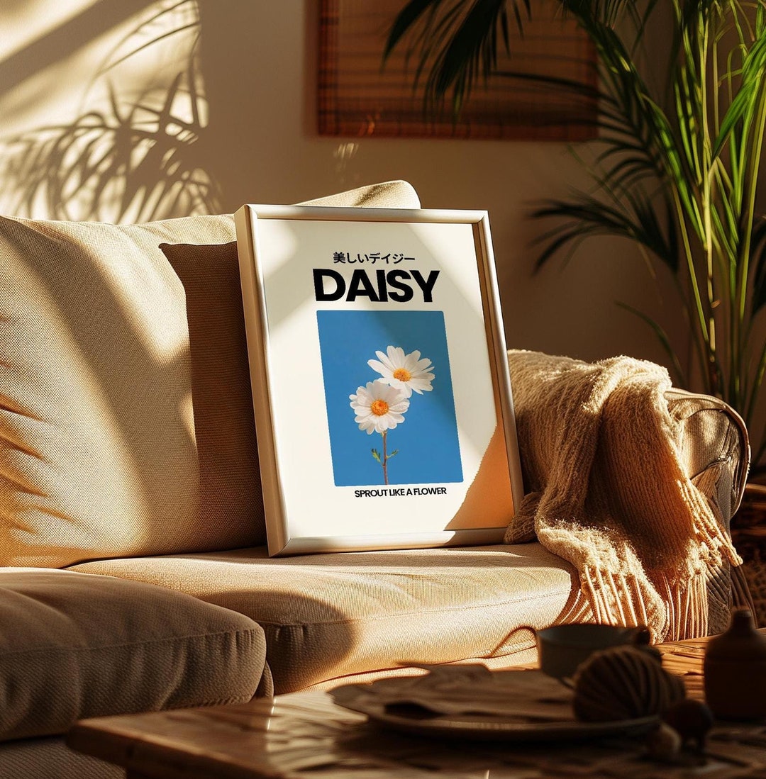 White Daisy Poster Retro Daisy Print Retro Daisy Nursery Daisy Flower ...