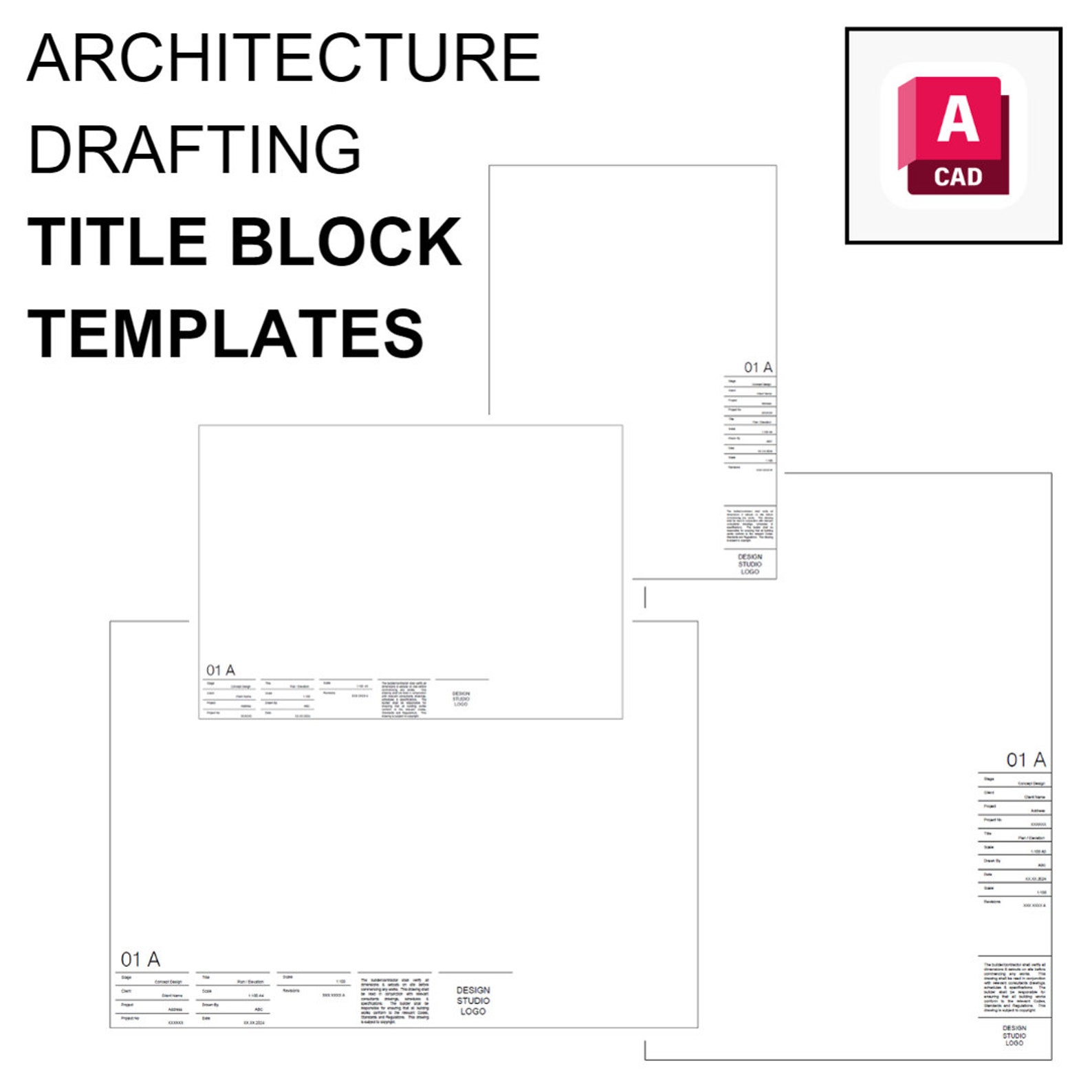 Architectural Drafting Title Block Templates - A4, A3, A2, A1 Portrait ...