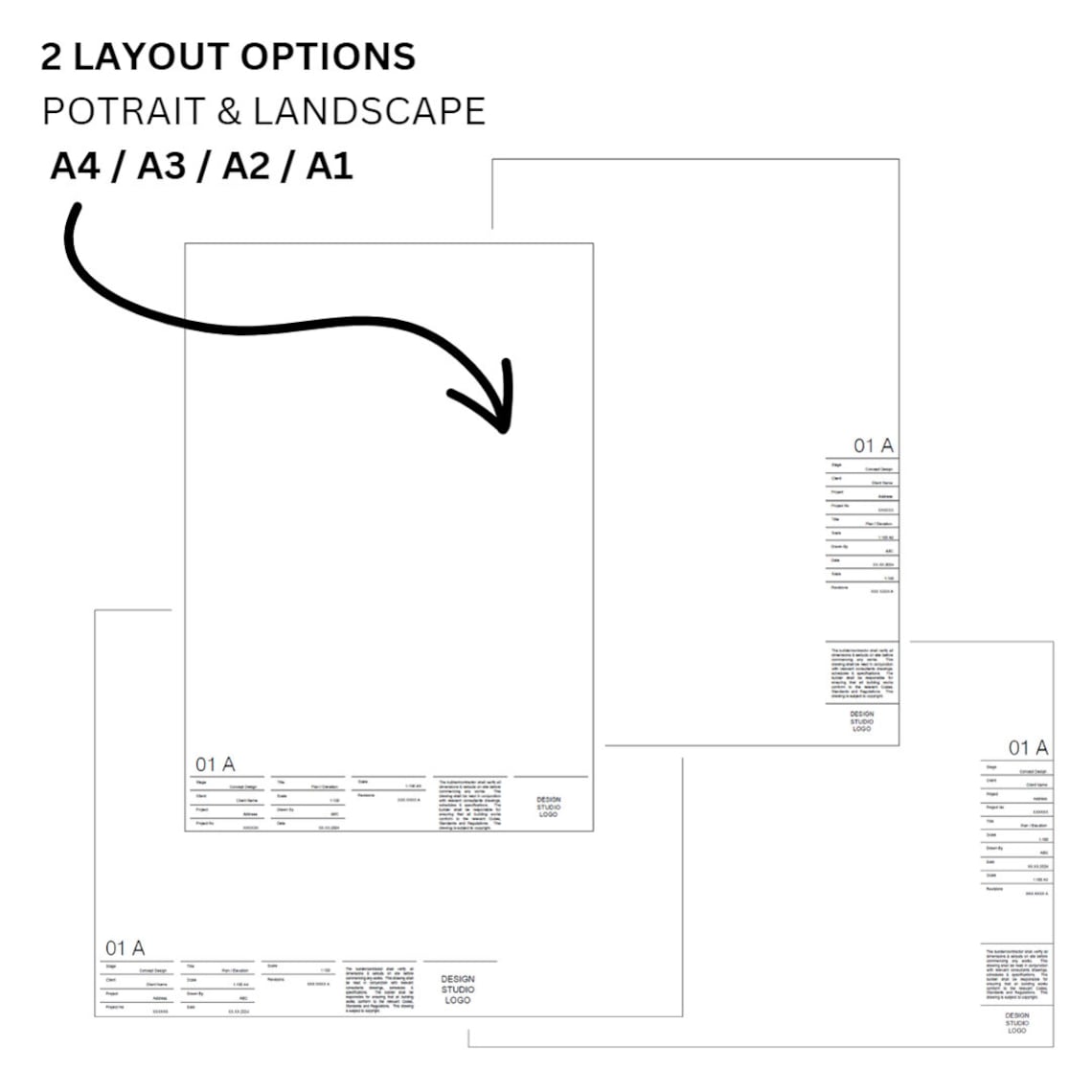 Architectural Drafting Title Block Templates - A4, A3, A2, A1 Portrait ...