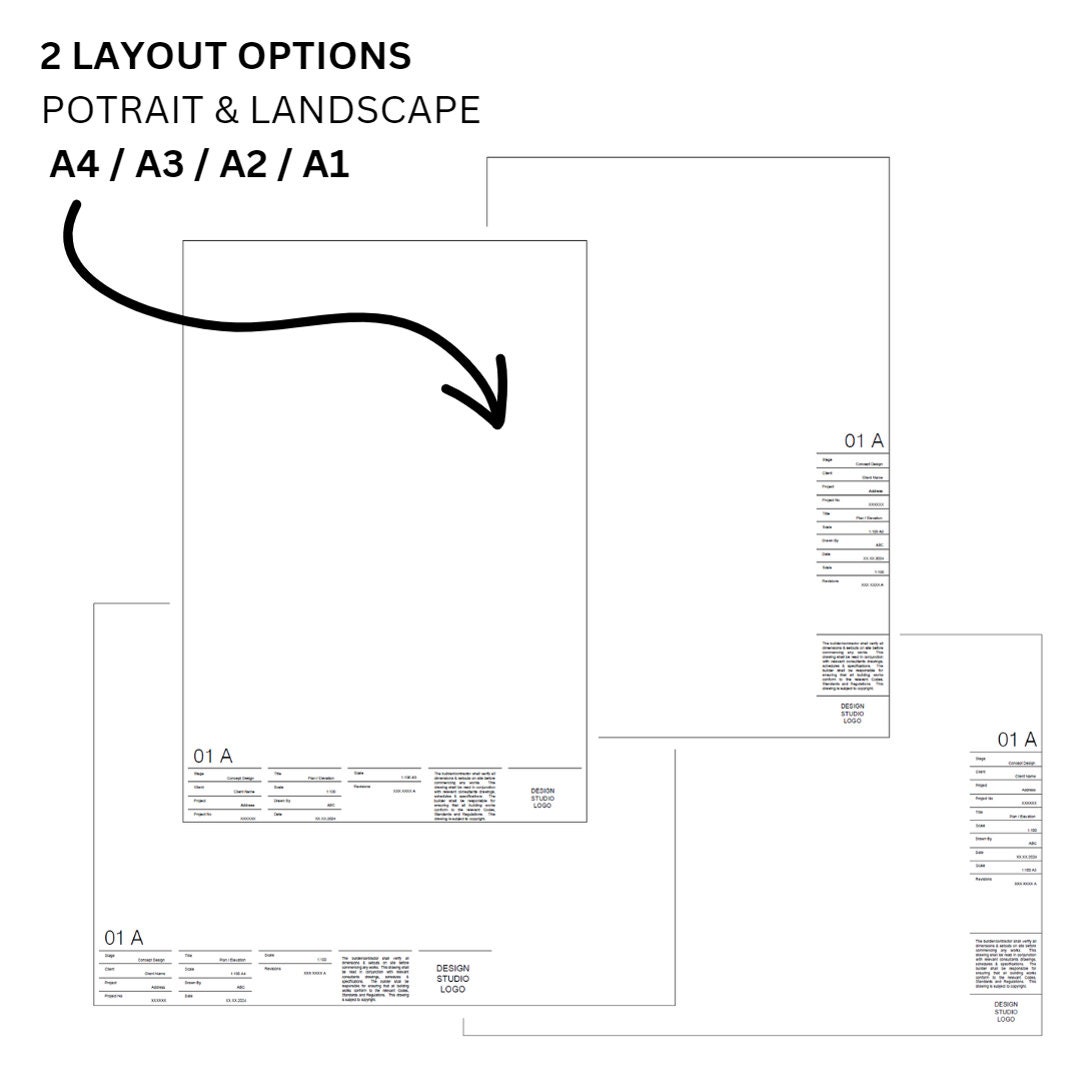 Architectural Drafting Title Block Templates - A4, A3, A2, A1 Portrait ...