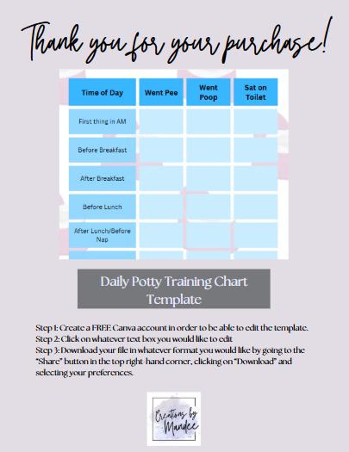Daily Potty Training Chart - Etsy