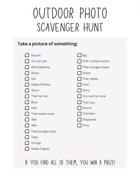 Outdoor Photo Scavenger Hunt Template - Etsy