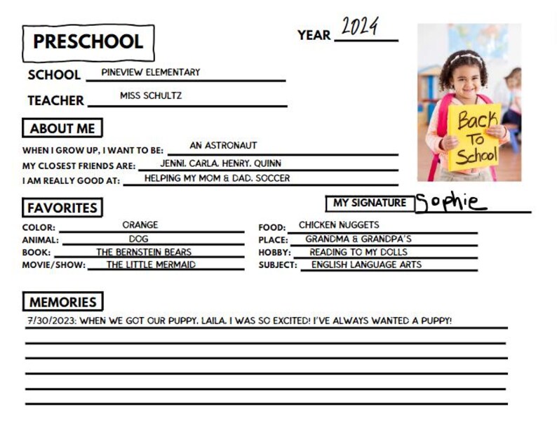 Kids School Years Memories Template - Etsy