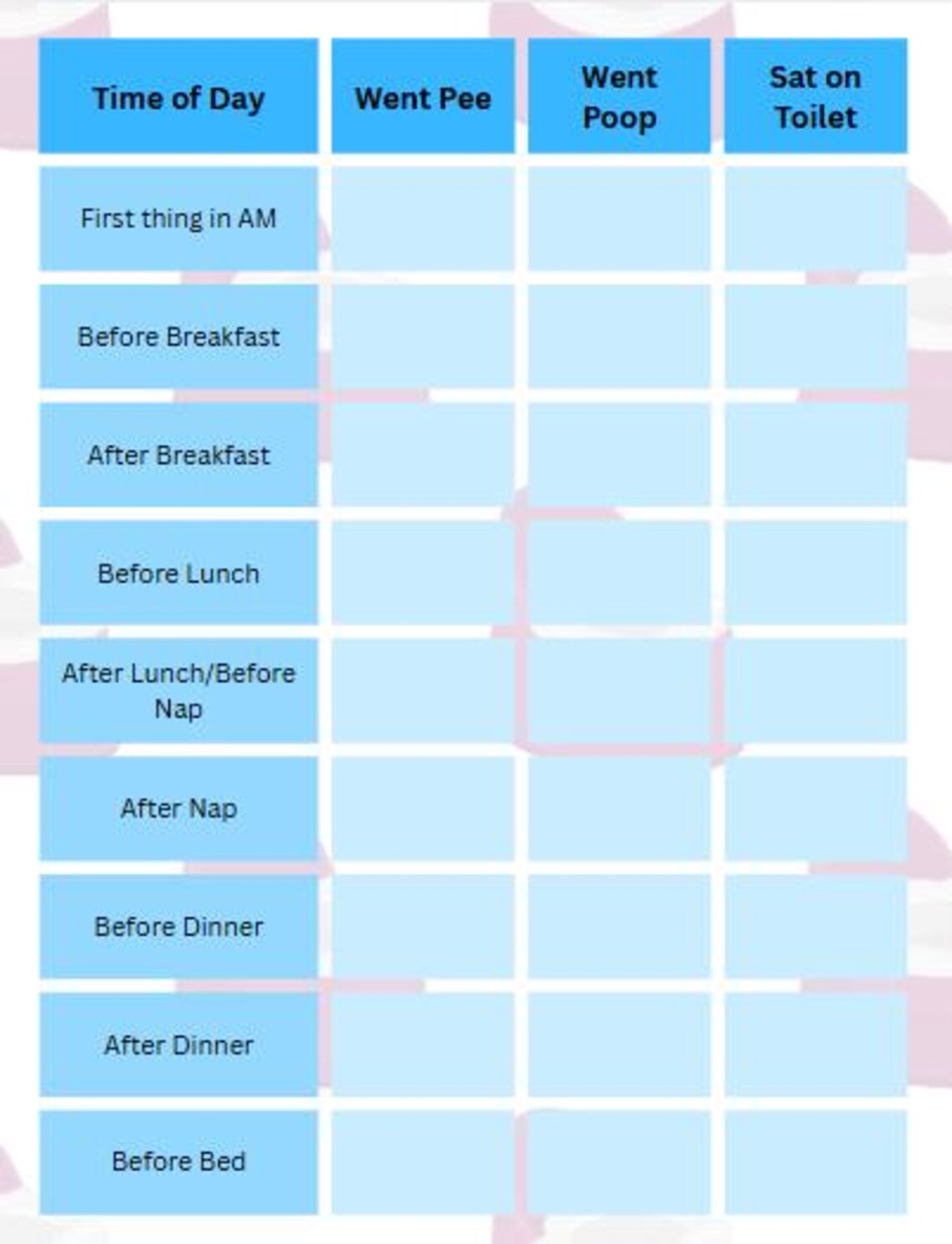 Daily Potty Training Chart - Etsy