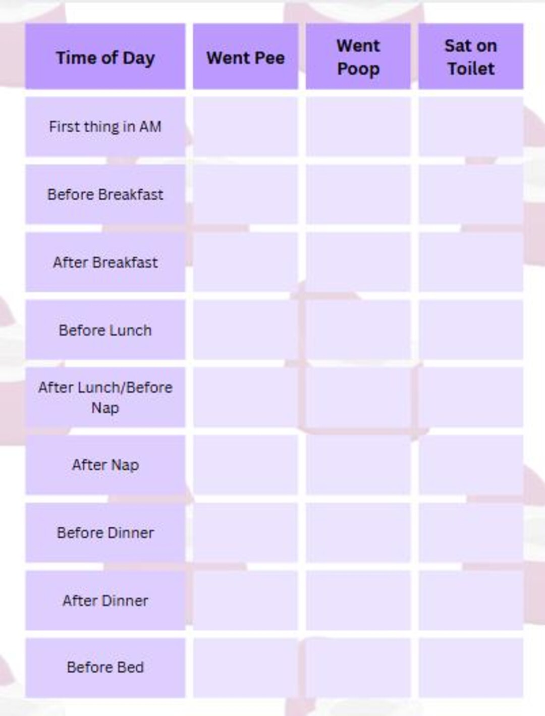 Daily Potty Training Chart - Etsy