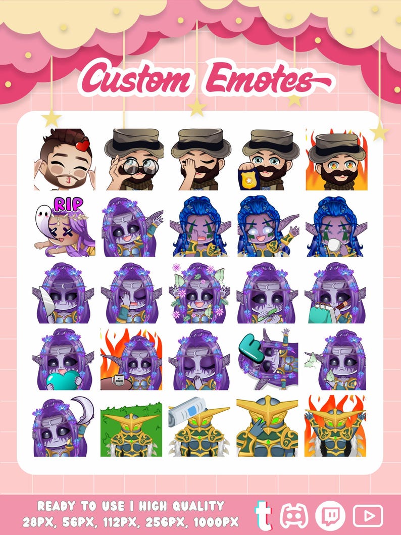 Custom Chibi Emotes Animated Emotes: 12 Pack for Twitch, Tiktok ...