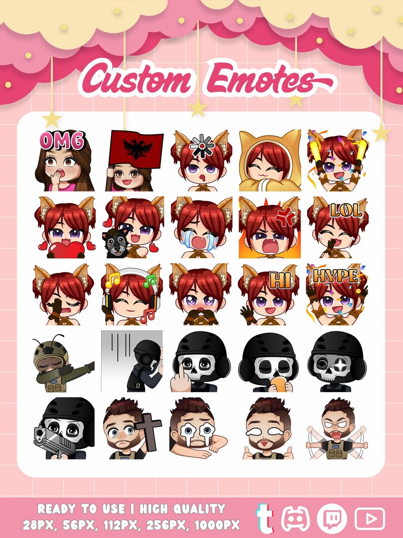 Custom Chibi Emotes Animated Emotes: 12 Pack for Twitch, Tiktok ...