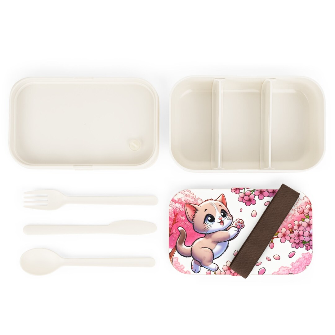 Bento Lunch Box Sakura Lunch Box Kitten Lunch Box Cute Kitten Lunch Box ...