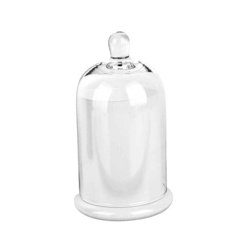 Elegant Glass Cloche Dome Candle Holder With Base, Perfect for Weddings ...