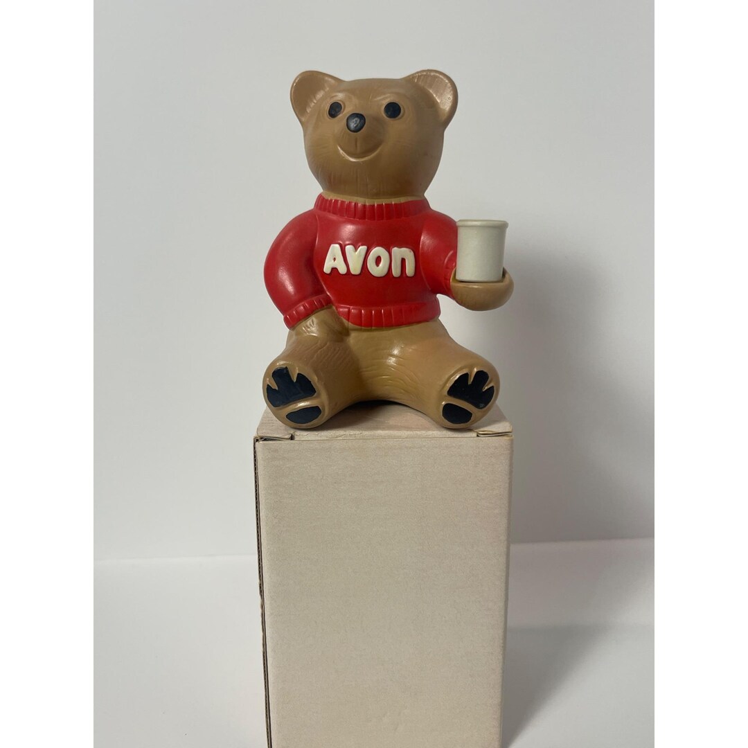 Vintage Avon Teddy Bear Figurine in Red Sweater Collectible - Etsy