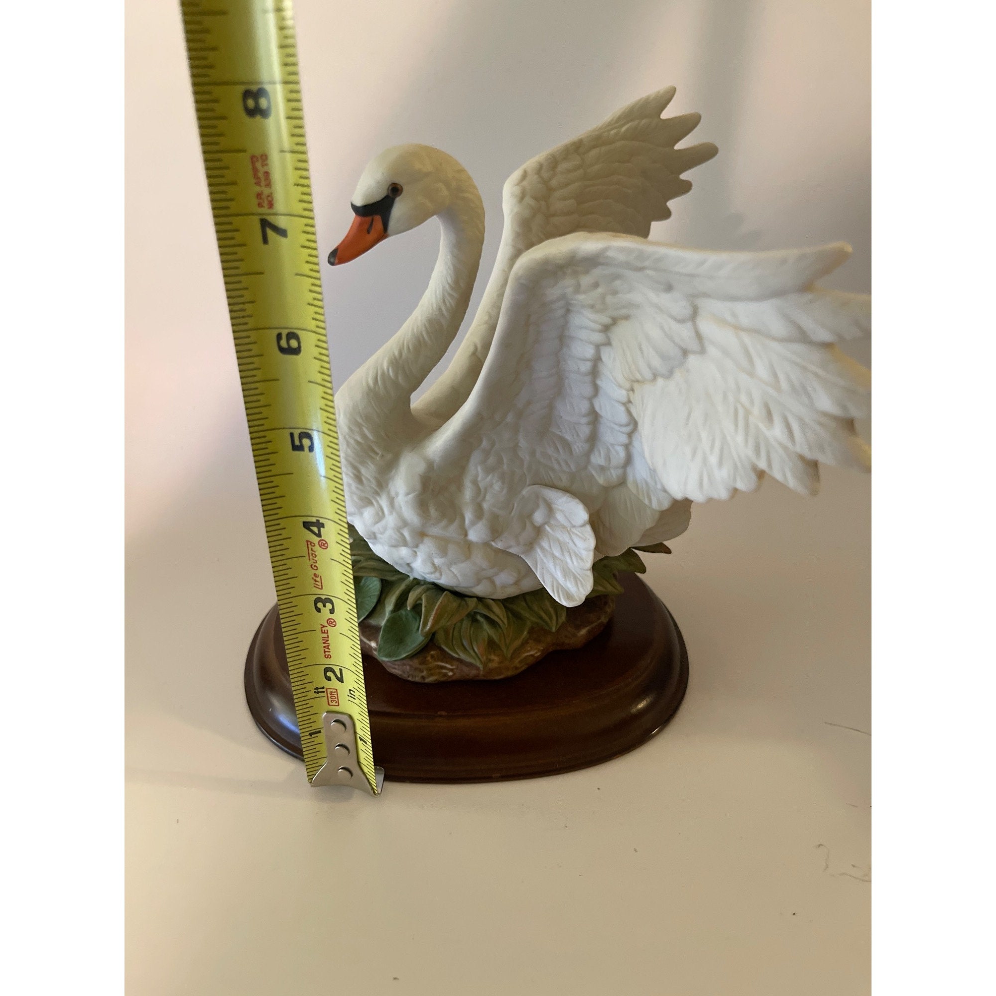 Lomoco 1992 Masterpiece Porcelain Swan Sculpture With Wooden Base - Etsy