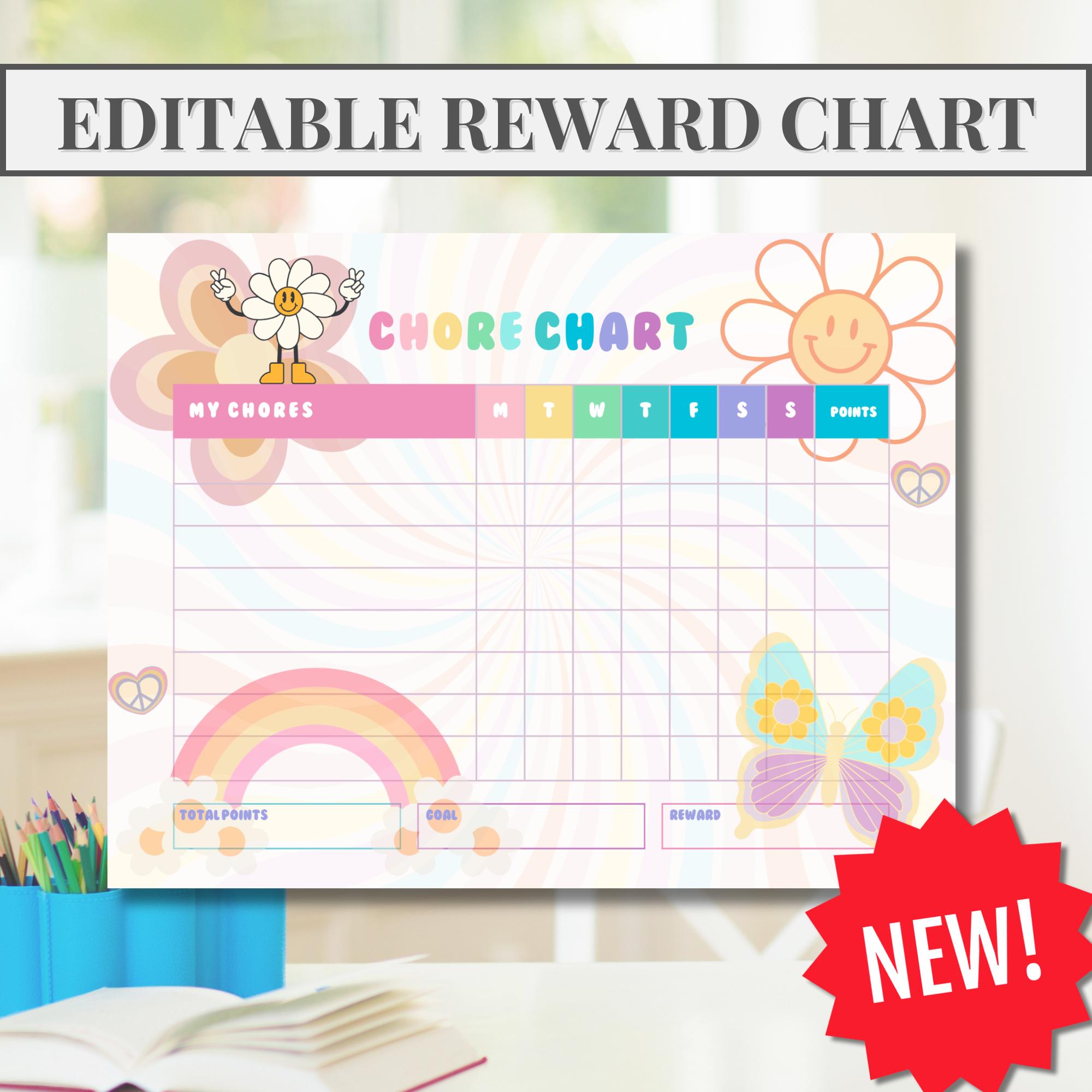 PRINTABLE Groovy Kids Routine Chart for Daily Chores. Editable Weekly ...