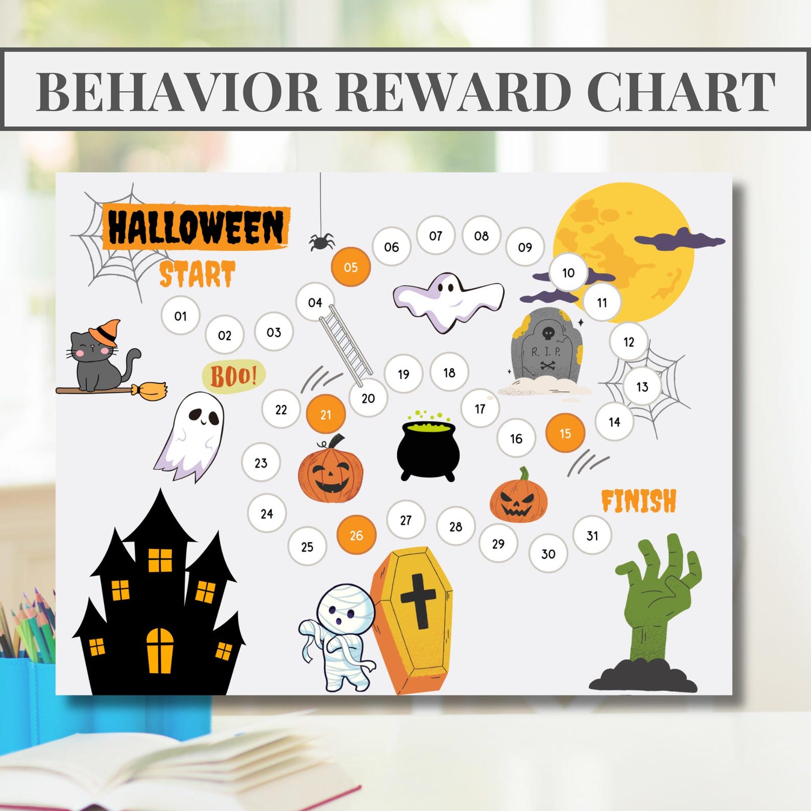 PRINTABLE Halloween Reward Chart Encouraging New Habits. Fun and Simple ...