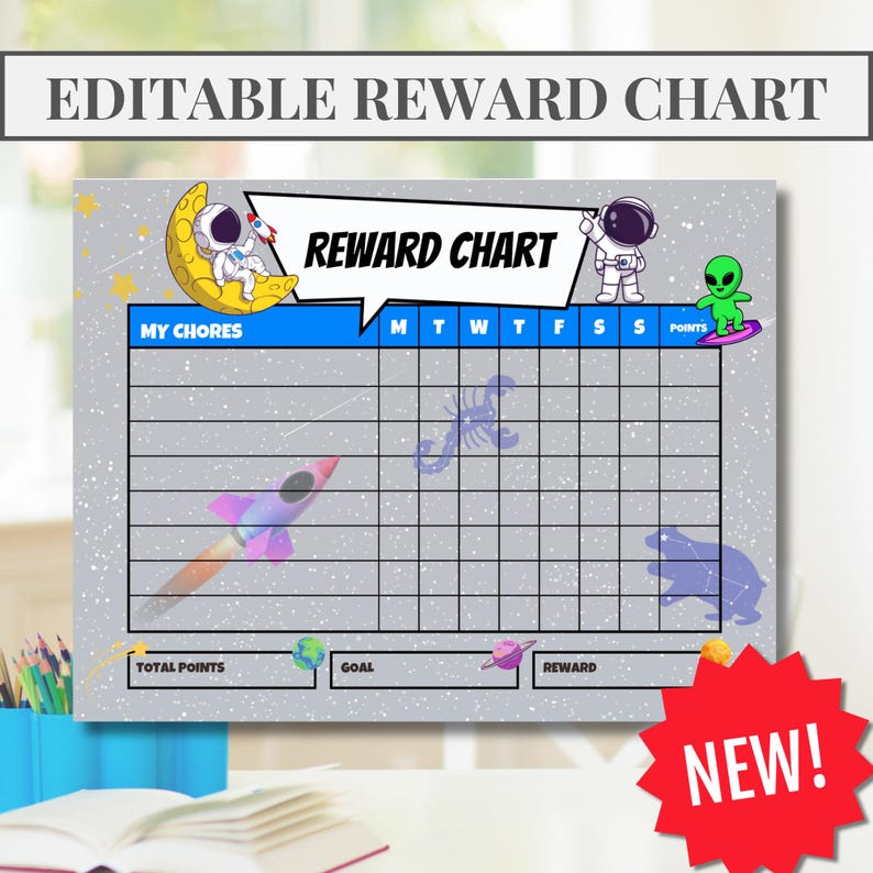 PRINTABLE Outer Space Kids Routine Chart for Daily and Weekly Tasks ...