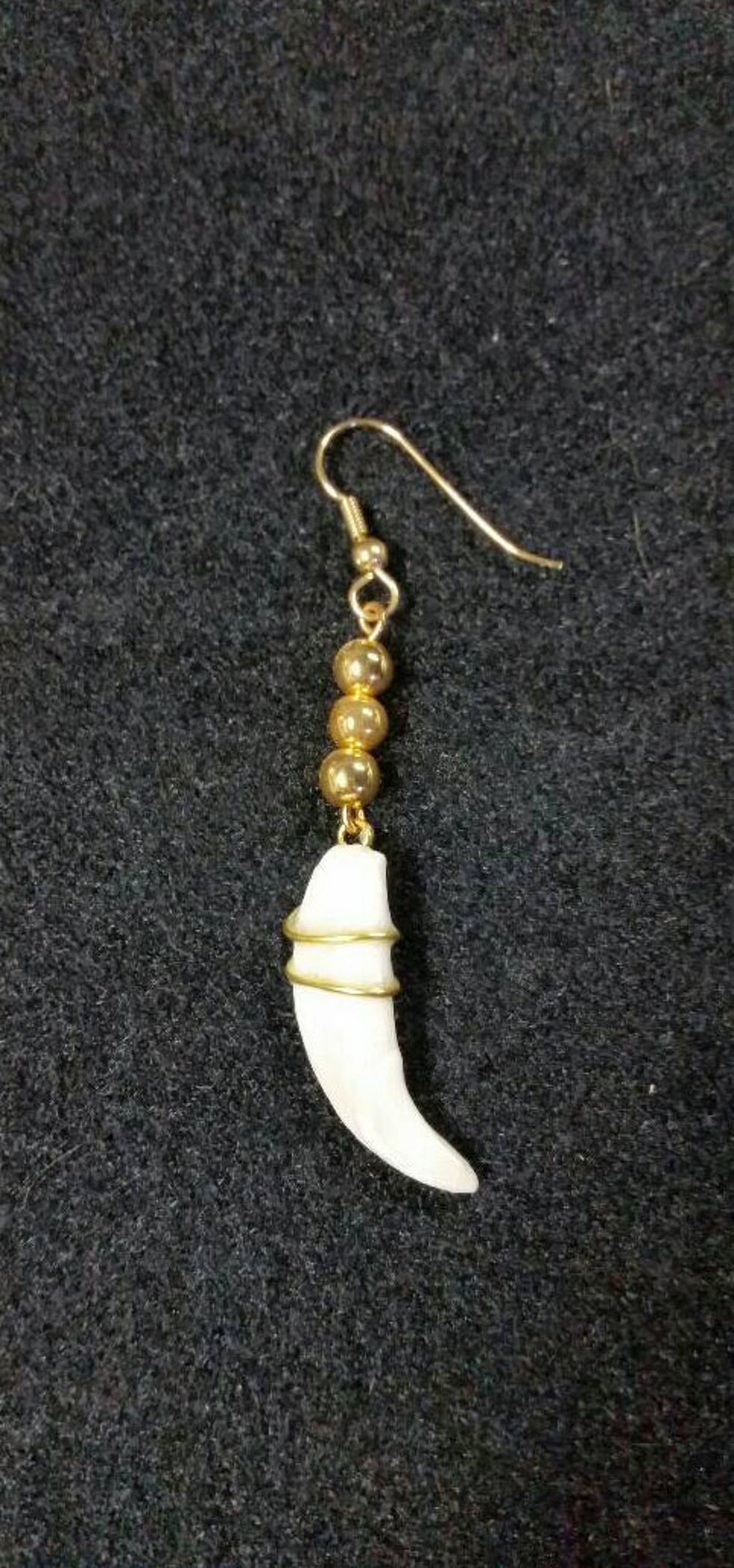 Real Genuine Wild Coyote Small Fang Tooth Earrings 24k Gold - Etsy