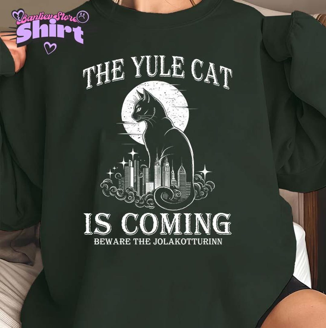 The Yule Cat T-shirt, Jolakotturinn Christmas Cat Shirt, Holiday ...