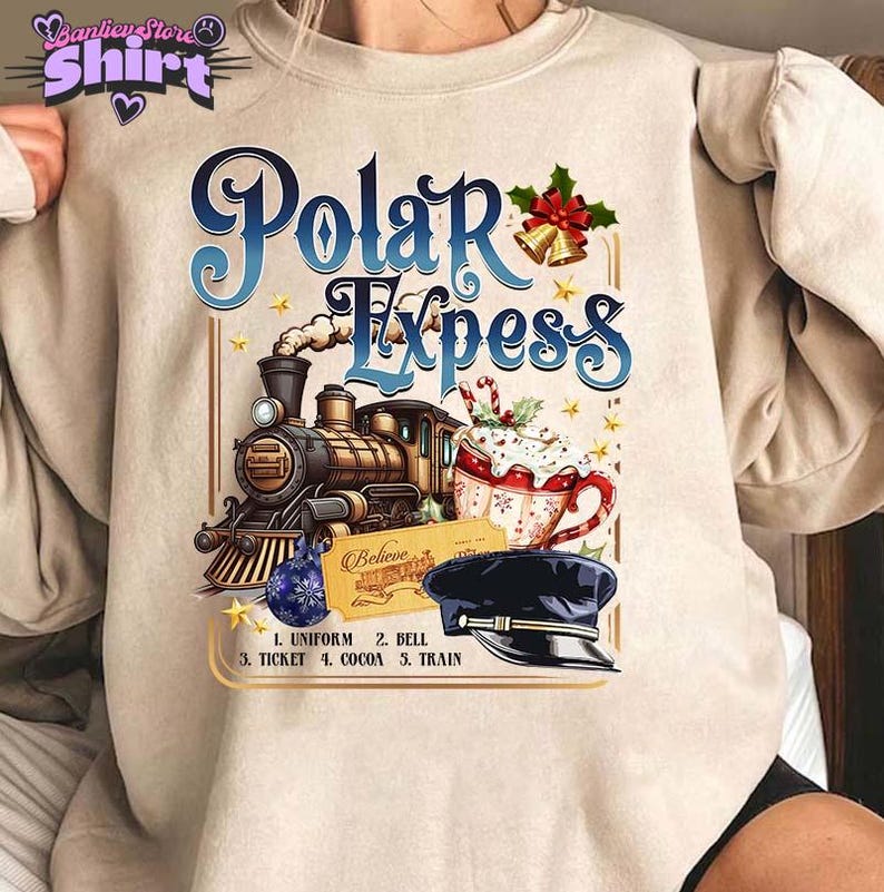 Polar Express Shirt, Christmas Gift for Family, Xmas Crewneck Sweater ...